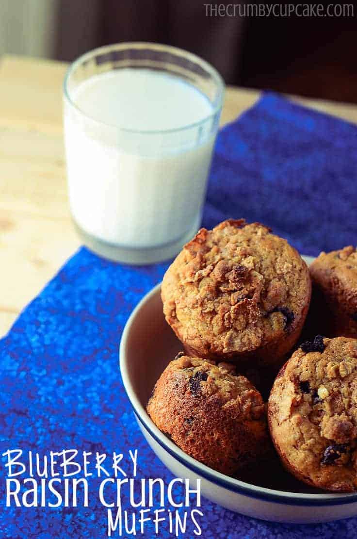 Blueberry Raisin Crunch Muffins • The Crumby Kitchen