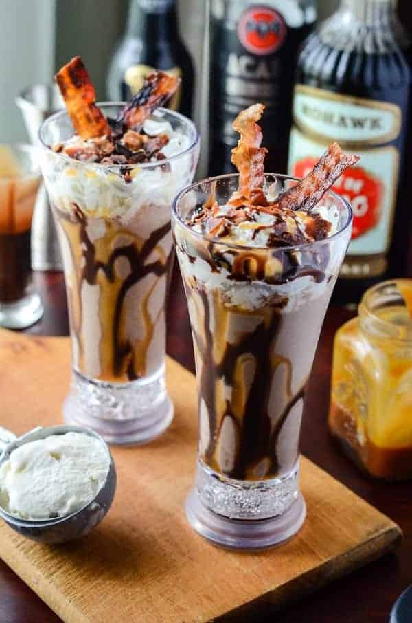 Boozy Caramel Chocolate Milkshakes • The Crumby Kitchen