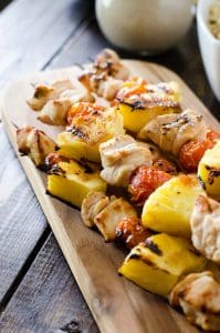 Grilled Pina Colada Chicken Skewers • The Crumby Kitchen