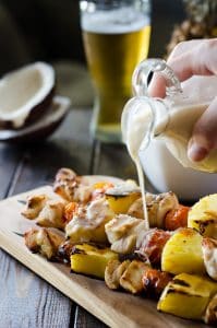 Grilled Pina Colada Chicken Skewers • The Crumby Kitchen