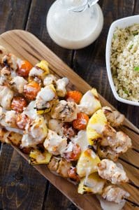 Grilled Pina Colada Chicken Skewers • The Crumby Kitchen
