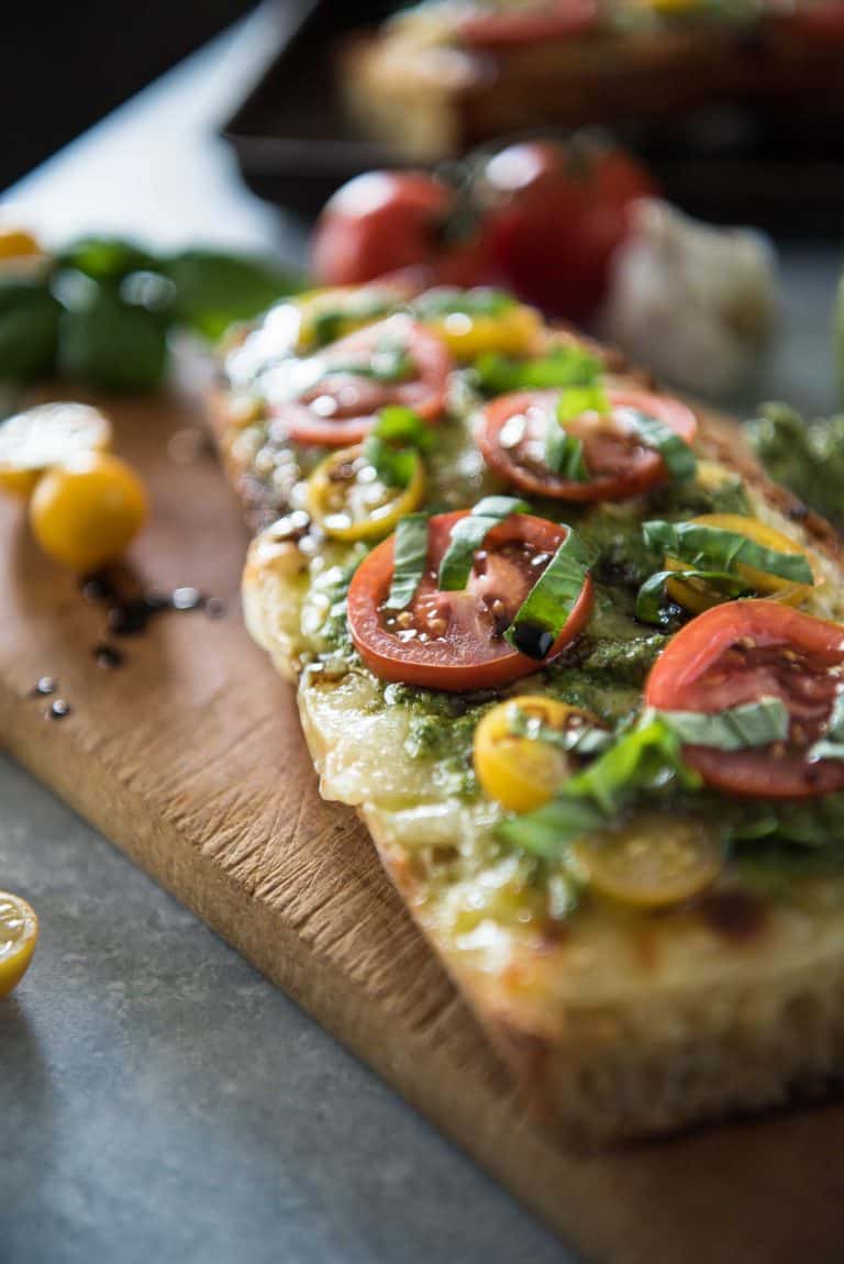Caprese Garlic Bread with Arugula Pesto • The Crumby Kitchen