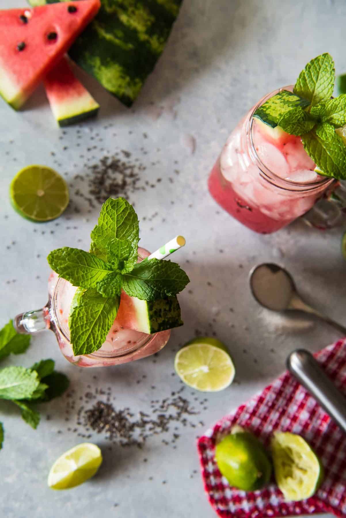 Fresh Summer Watermelon Mojito with Chia • The Crumby Kitchen