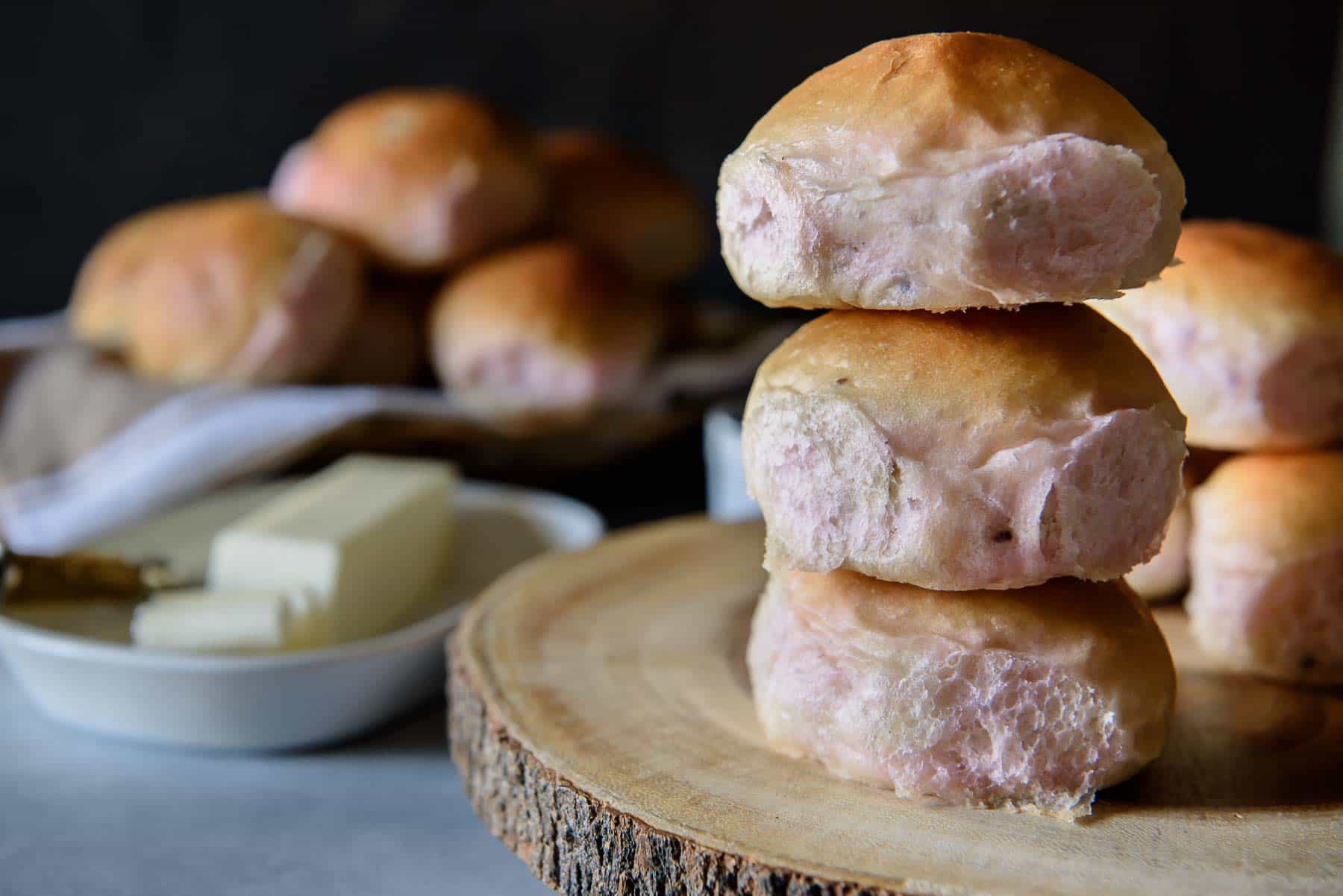Purple Potato Dinner Rolls • The Crumby Kitchen