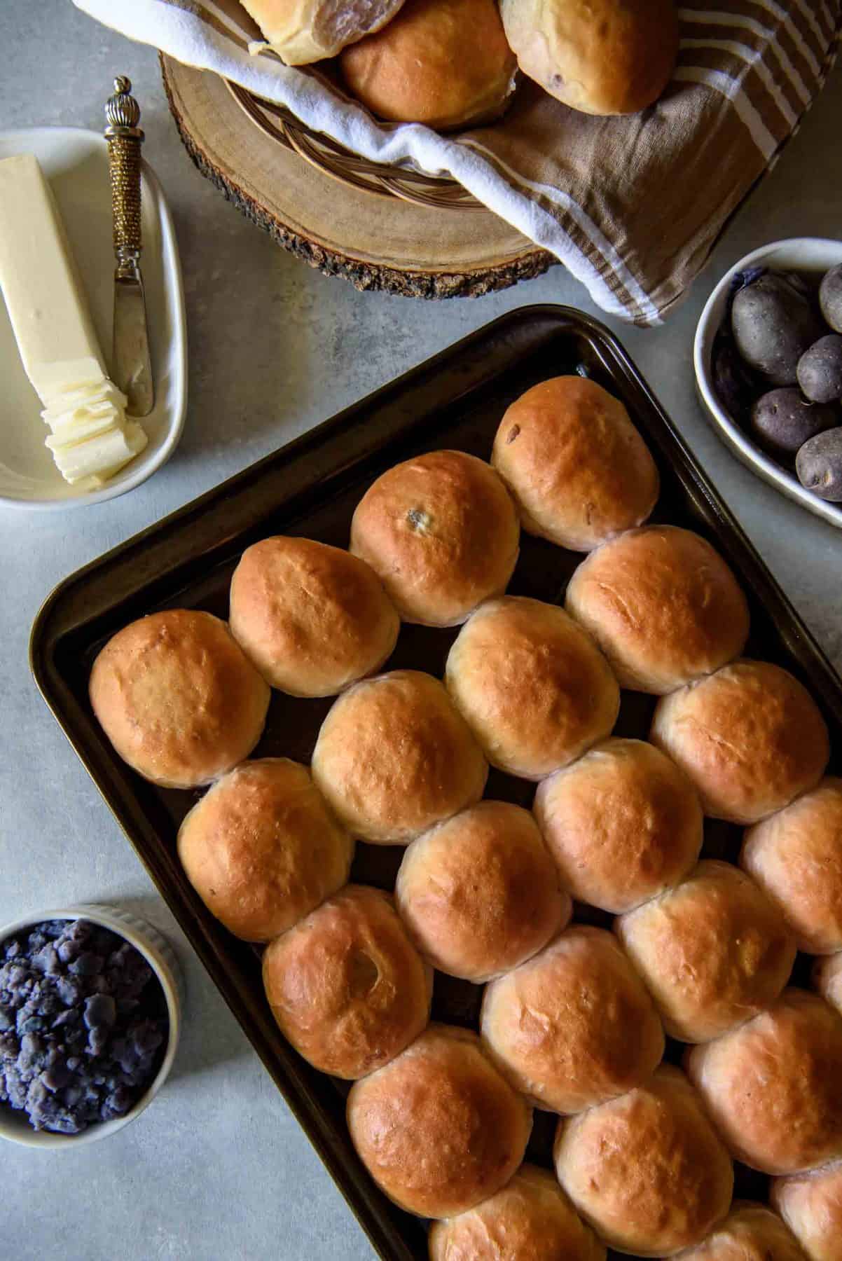Purple Potato Dinner Rolls • The Crumby Kitchen