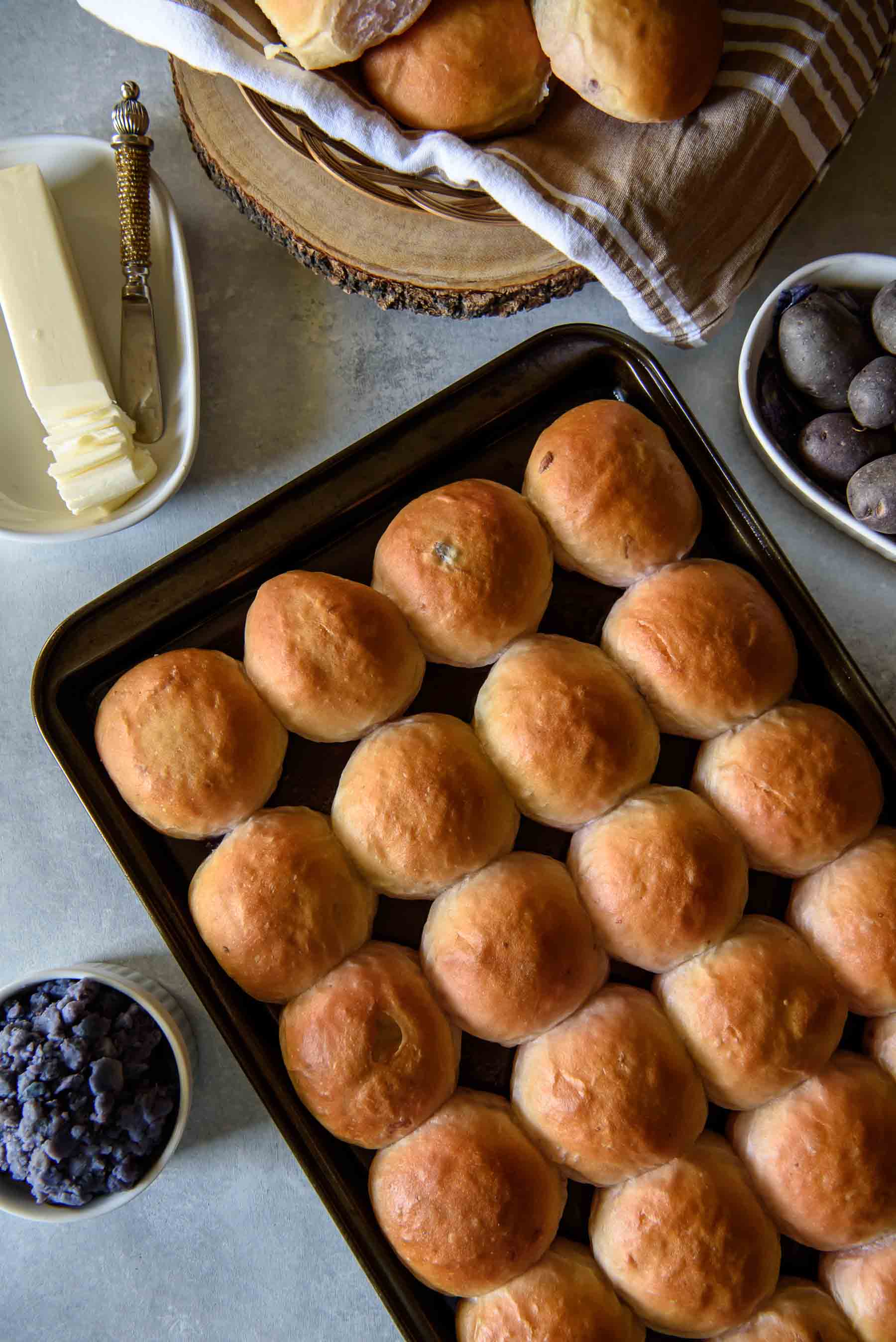 Purple Potato Dinner Rolls • The Crumby Kitchen