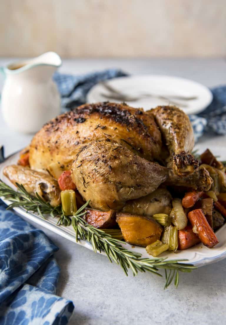 Slow Roasted Chicken with Herb Butter • The Crumby Kitchen