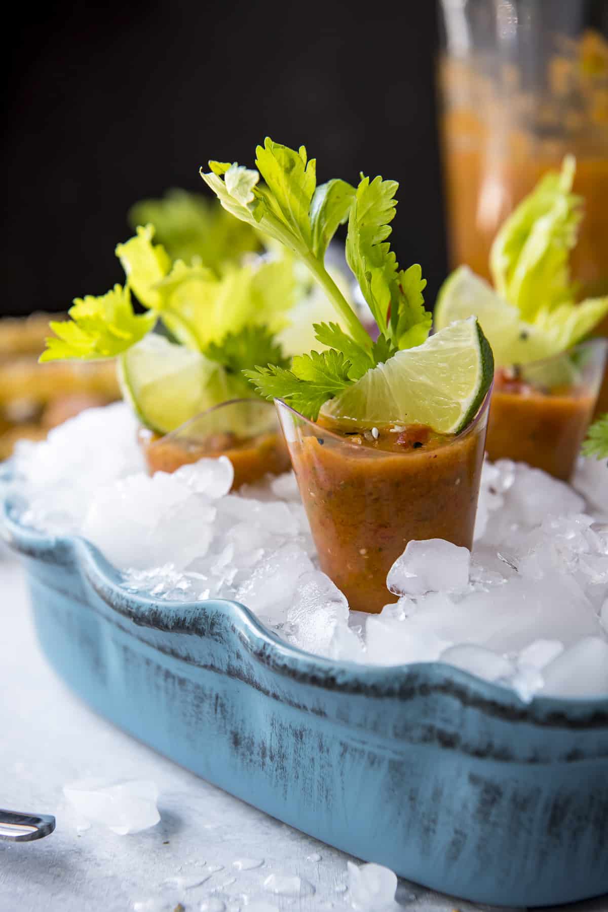 Brunch Gazpacho Shooters with Cheesy Everything Toast Dippers • The ...