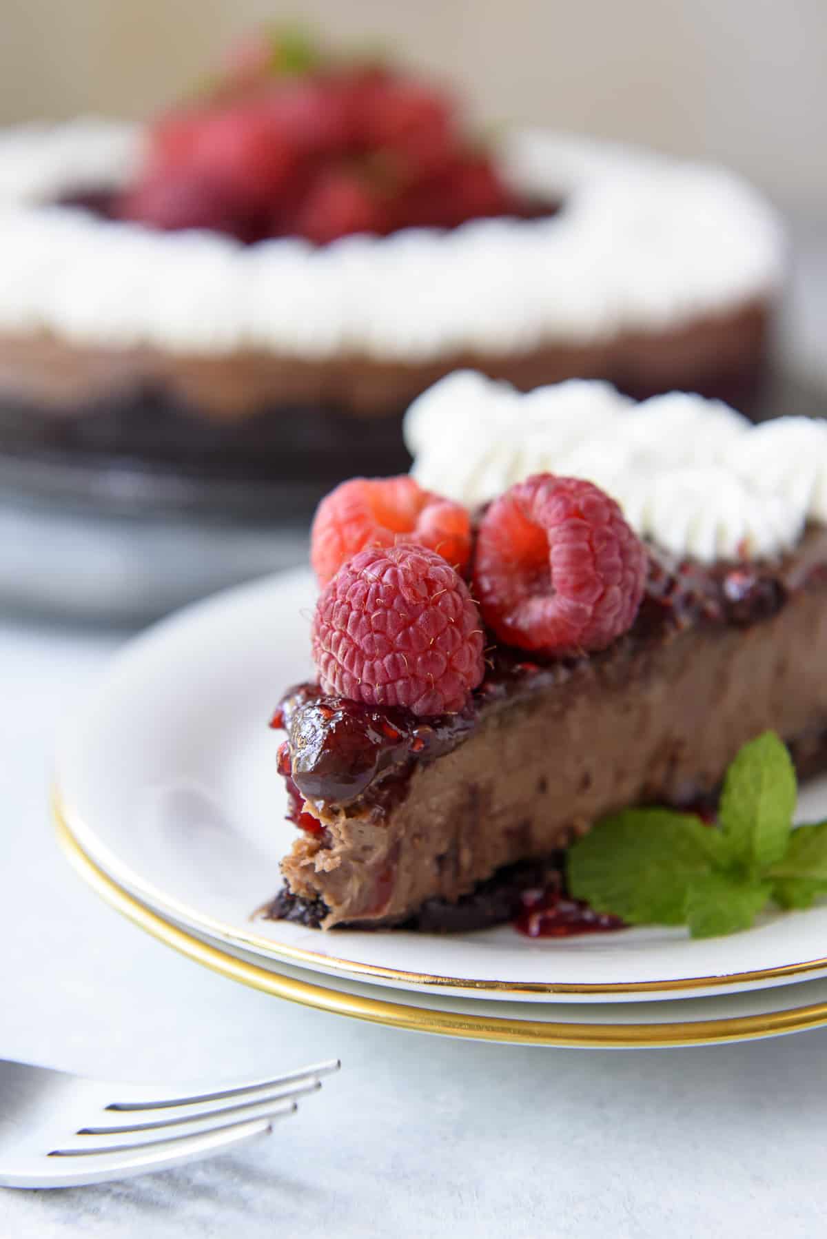 Chocolate Raspberry Cheesecake • The Crumby Kitchen