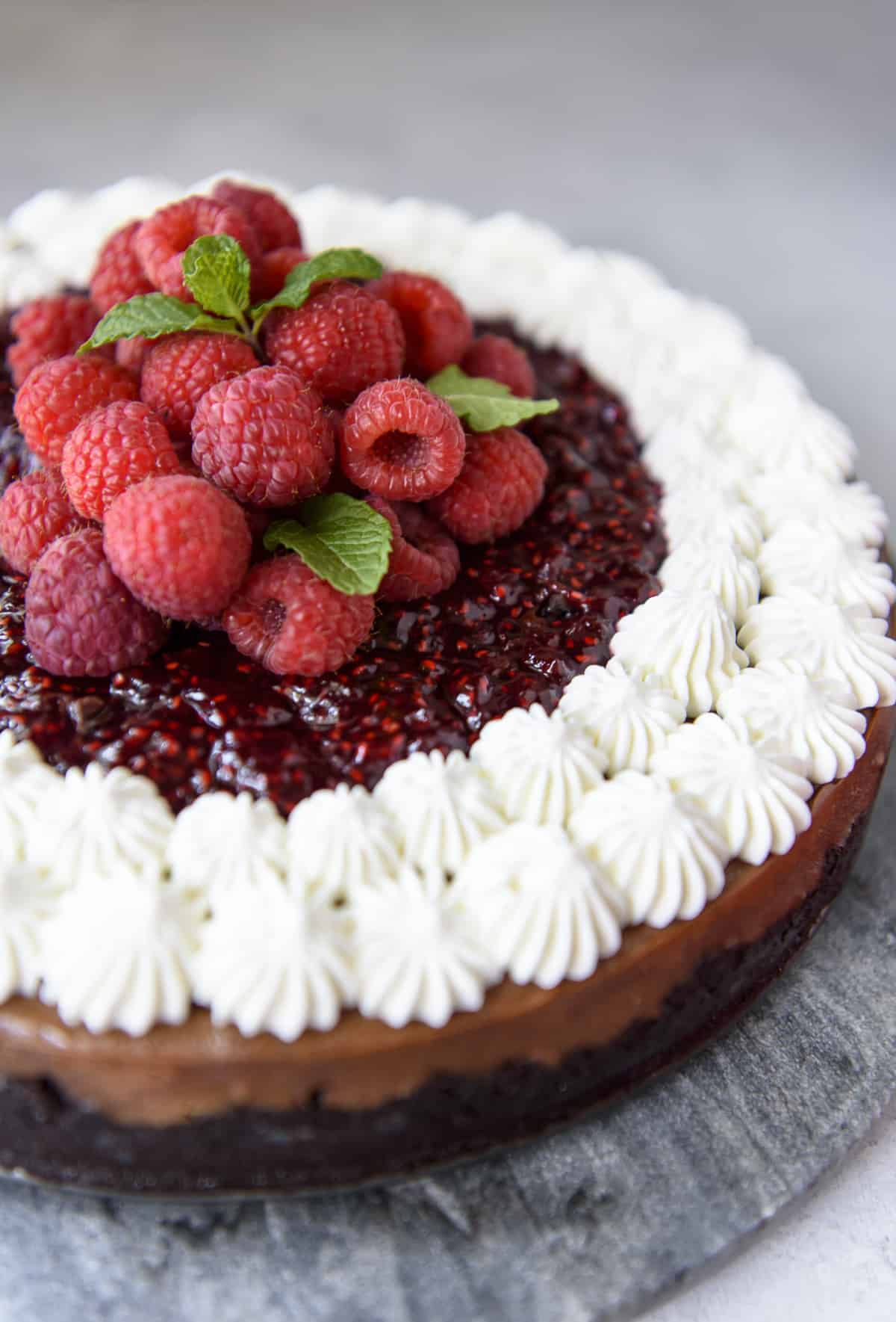 Chocolate Raspberry Cheesecake • The Crumby Kitchen