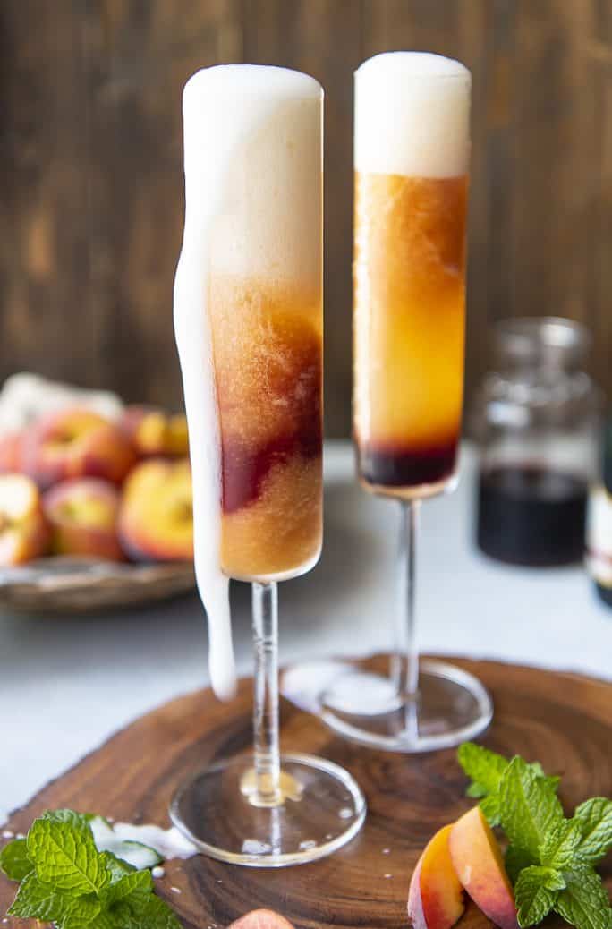 The Best Frozen Peach Bellini • The Crumby Kitchen