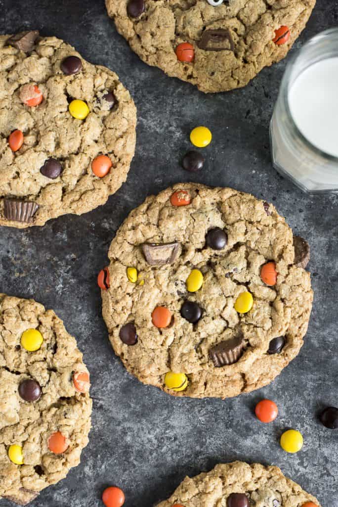 Giant Peanut Butter Monster Cookies • The Crumby Kitchen