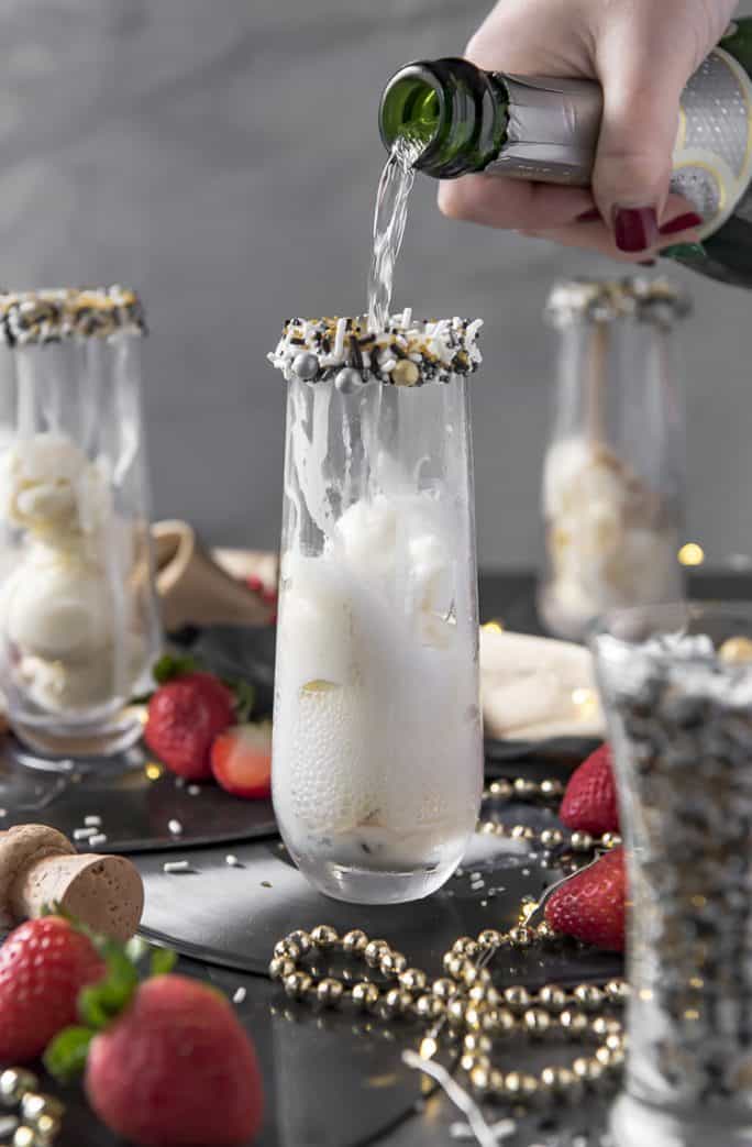 Ice Cream Champagne Floats • The Crumby Kitchen