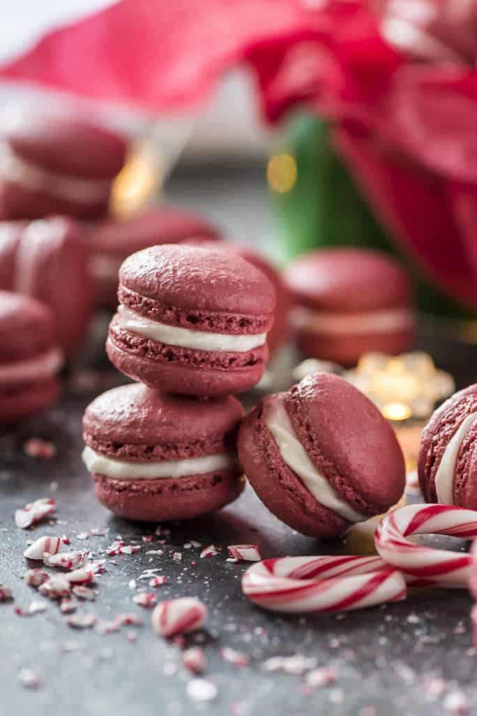 Peppermint Red Velvet Macarons • The Crumby Kitchen