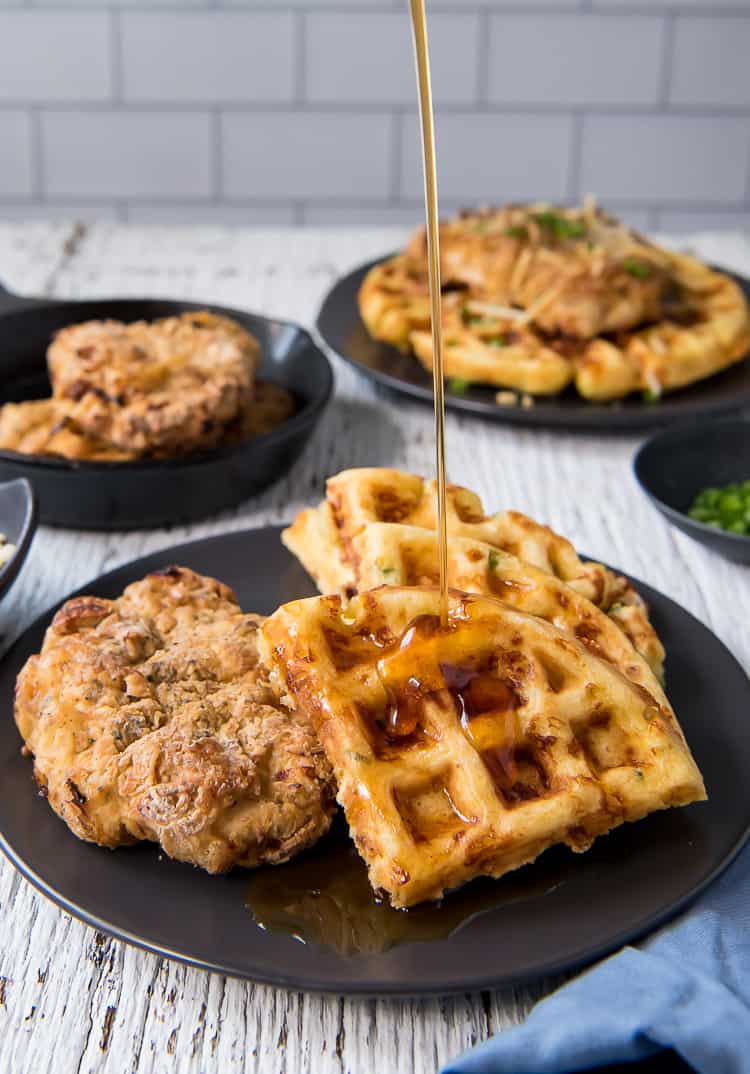 Cheesy Hot Chicken and Waffles • The Crumby Kitchen